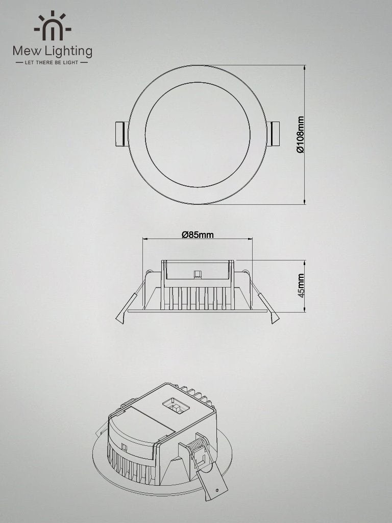 Recessed Downlight DL110310 CCT Color 90mm cutout